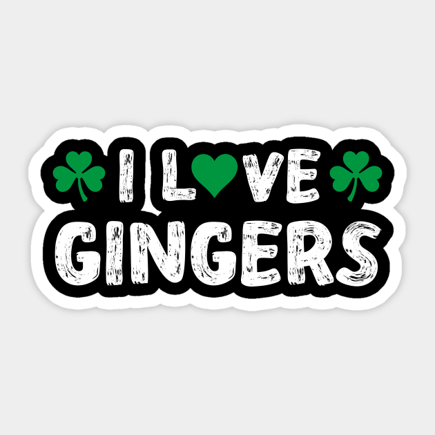 I Love Gingers Heart Shamrock Redhead Lover Ginger Sticker Teepublic